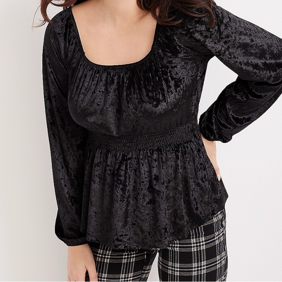 Maurices | Tops | Crushed Velvet Smocked Waist Peplum Top | Poshmark